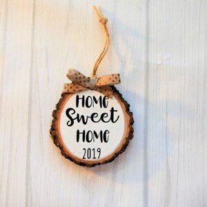 Home Sweet Home Christmas Ornament Wood Tree Slice Country Rustic ...