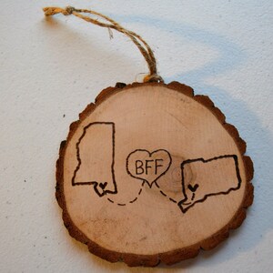 Wood Burned Wood Tree Slice , Long Distance Best Friend , Family ...