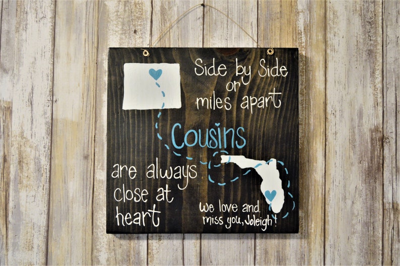 Wood Cousin Sign Side by Side or Miles Apart Long Distance - Etsy