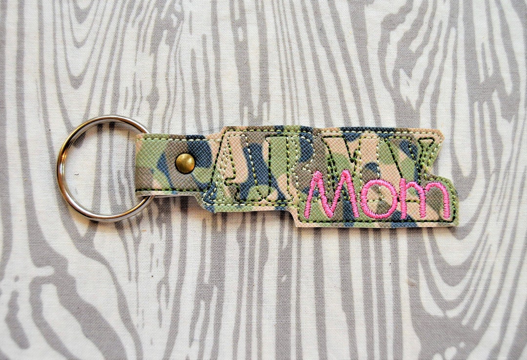 Vinyl Embroidered Army Mom or Wife Key Chain | Key Fob Backpack ...