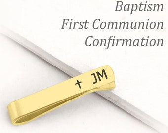 Gold Tie Bar Clip First Communion Funeral Cross End - Etsy