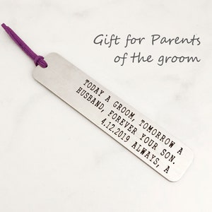 Wedding Gift for Parents, Keepsake Bookmark, Gifts for Father of the ...