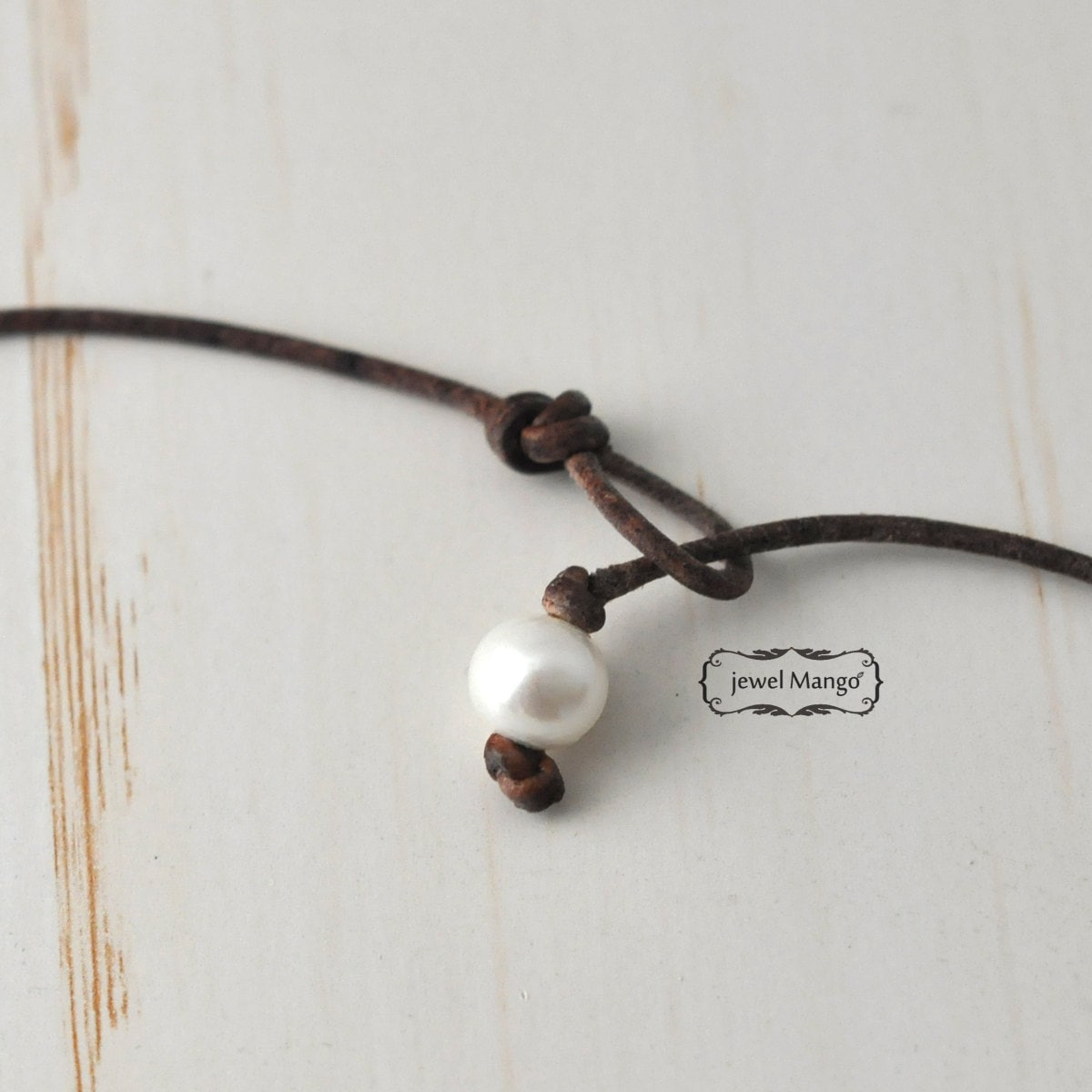 Five Pearl Leather Necklace Pearl Necklace Black Etsy