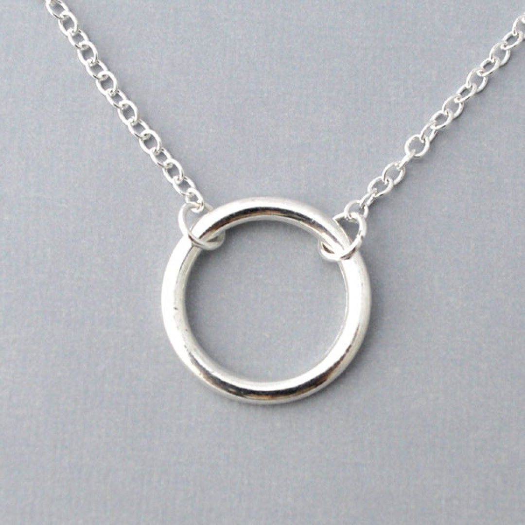 Silver Circle Necklace, Silver Halo Necklace, Everyday Necklace, Halo ...