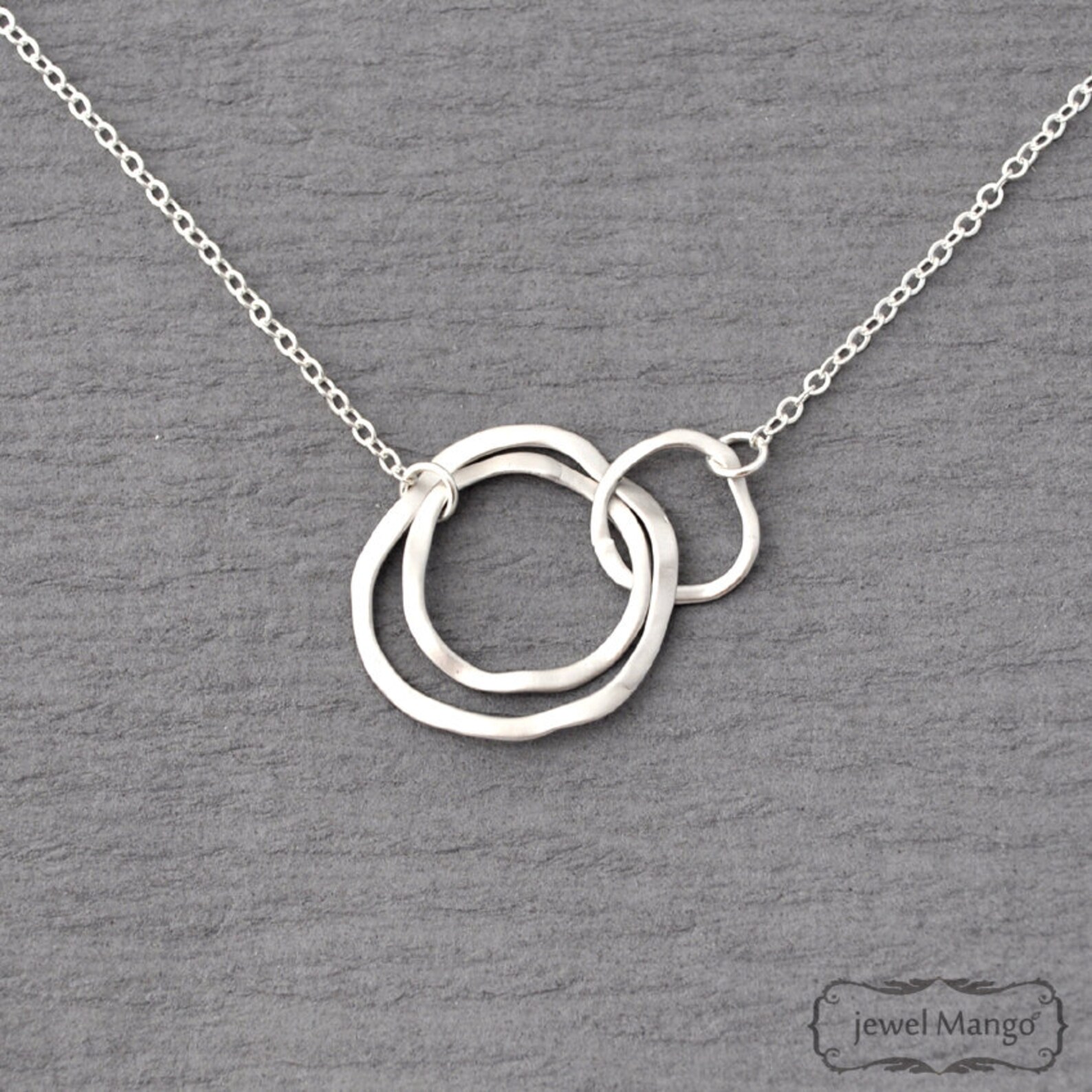 Gold Triple Rings, Three Ring Necklace, Past Present Future, Linked ...