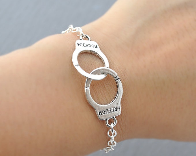 Large Handcuffs Bracelet in Silver, Hand Cuffs, Freedom, Hand Cuffs ...