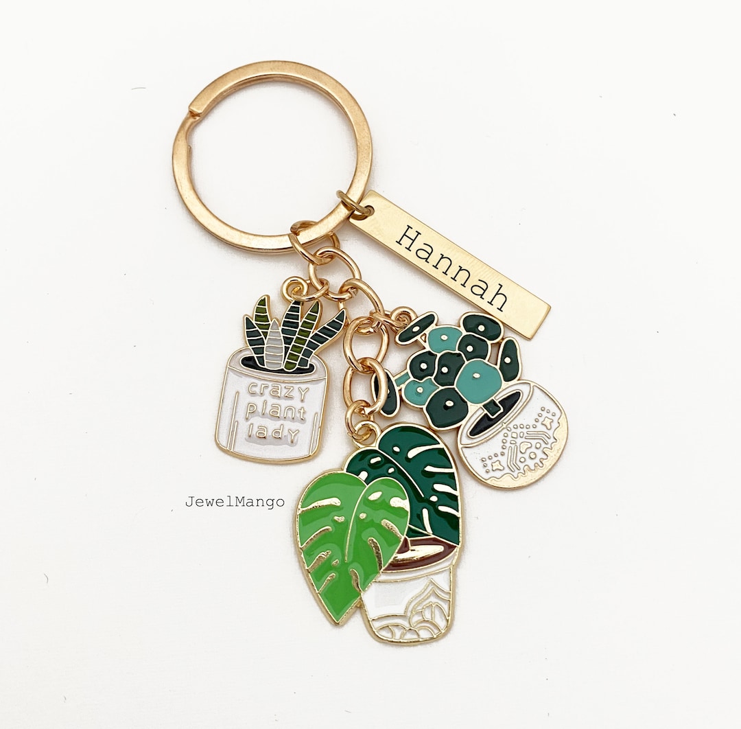 Crazy Plant Lady Keychain in Gold, Plant Lady Gift Ideas, Plant Mom ...