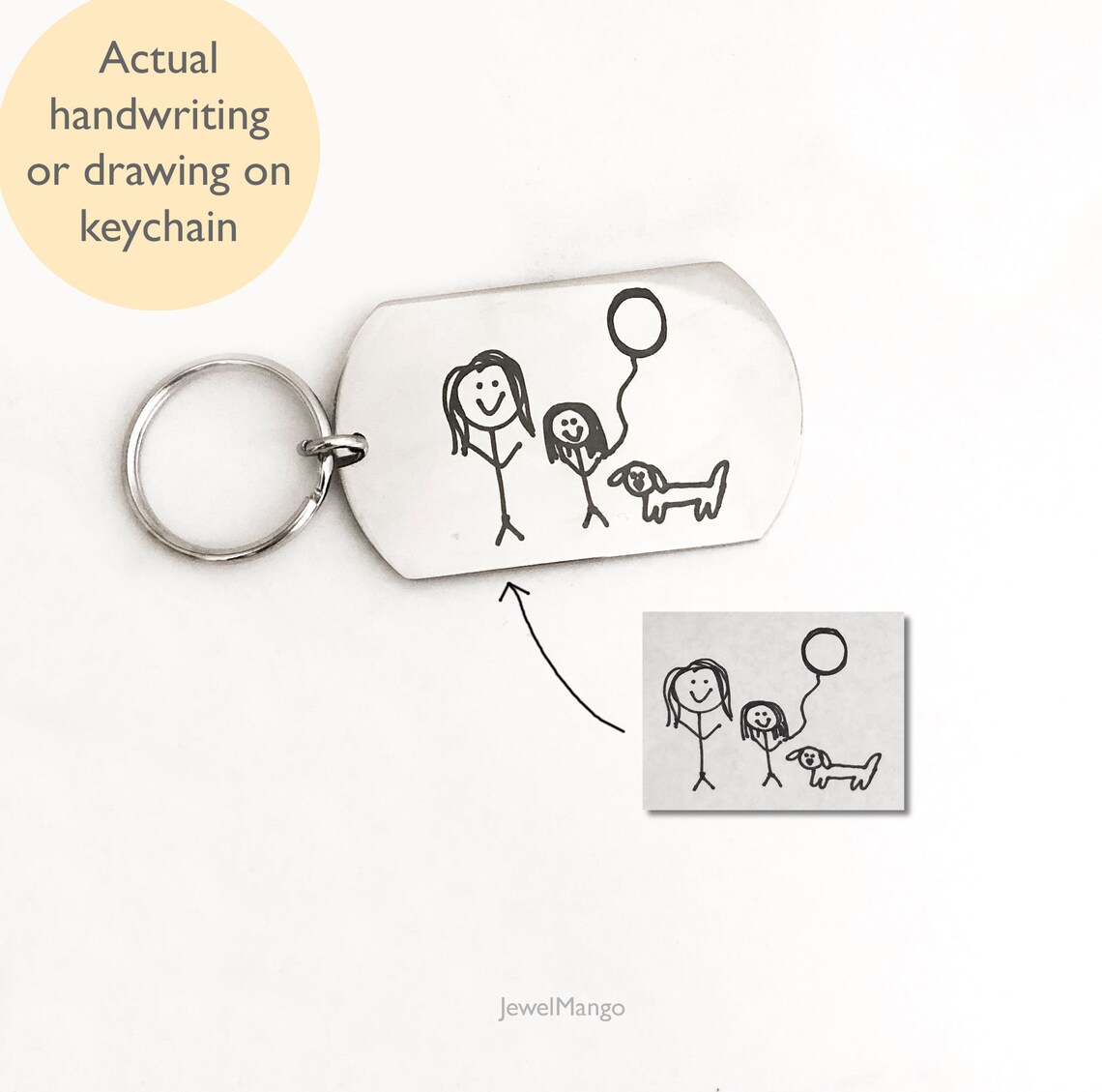 Handwriting Key Chain Kid Drawing Custom Handwriting Tag | Etsy