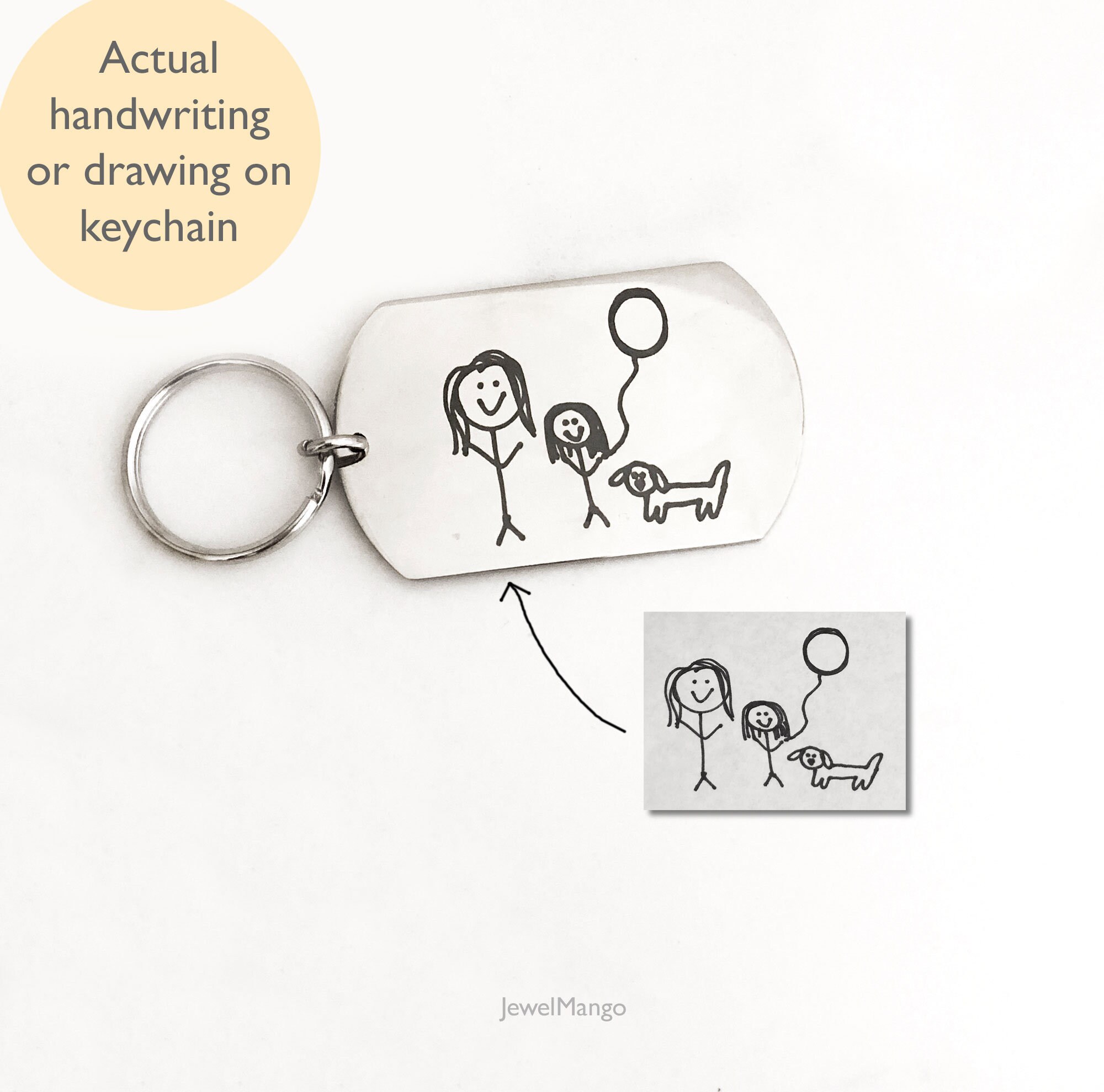 Handwriting Key Chain Kid Drawing Custom Handwriting Tag | Etsy