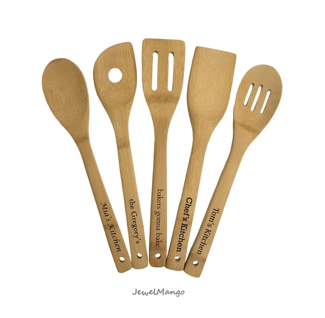 Personalized 5 Piece Bamboo Cooking Utensil Set / High Quality ...