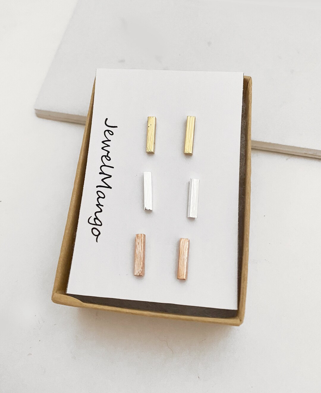 Stick Bar Stud Earrings, Silver Bar Stud Earrings, Minimalist, Simple, Everyday Jewelry, Gold ...