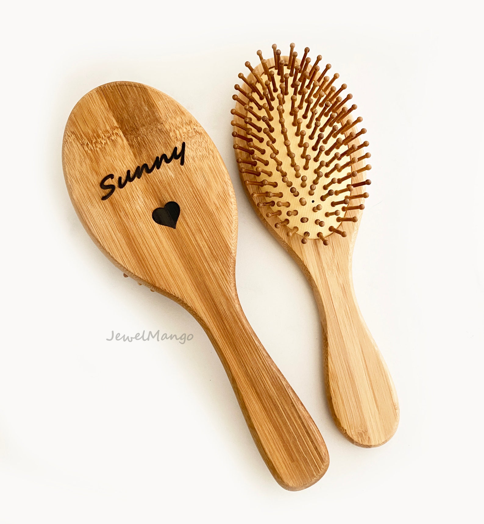Personalized Hair Brush, Laser Engraved, Bamboo Hairbrush, Wooden ...