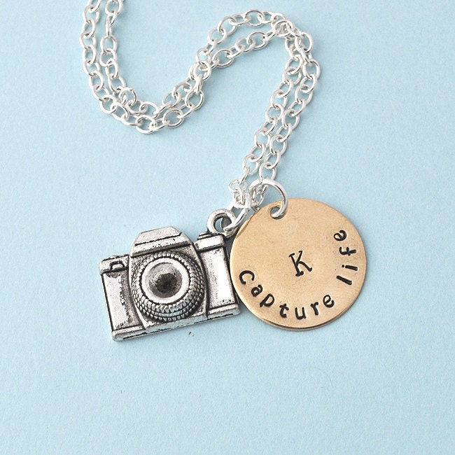 Camera Necklace Personalized Initial Camera Necklace Capture | Etsy