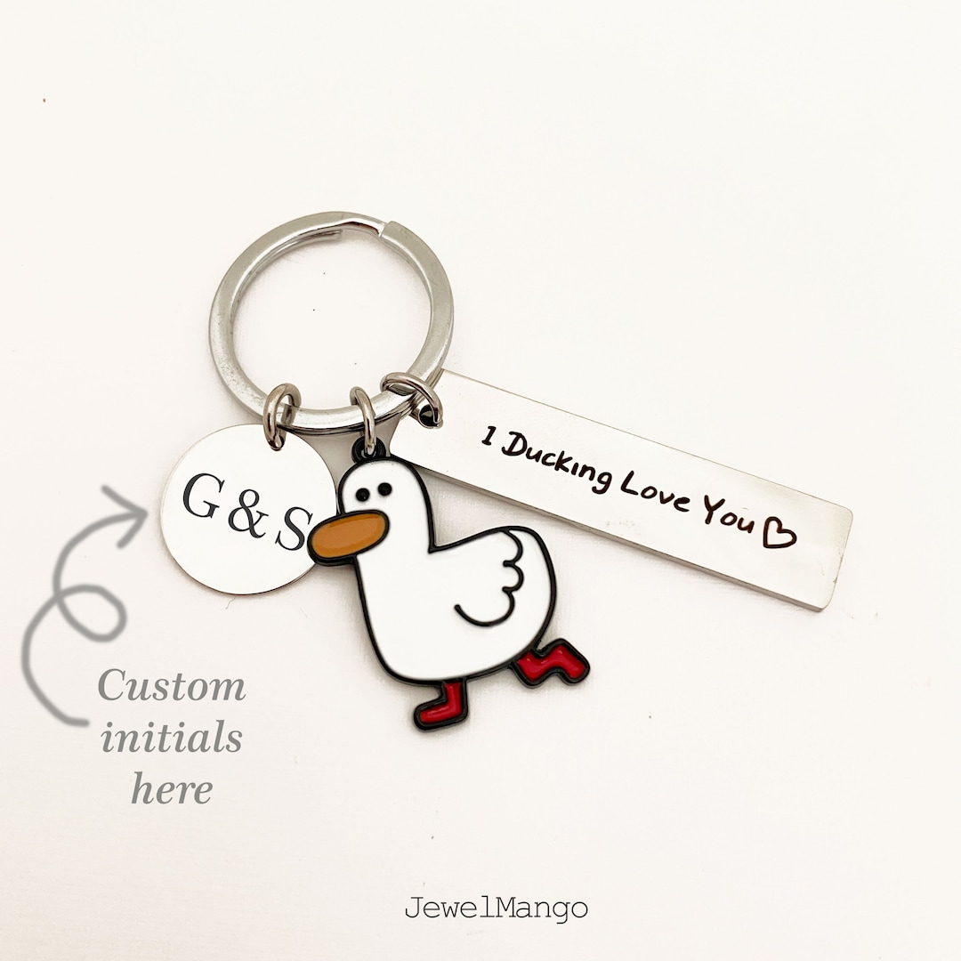 I Ducking Love You Key Chain With Personalized Initials, Funny Keyring ...