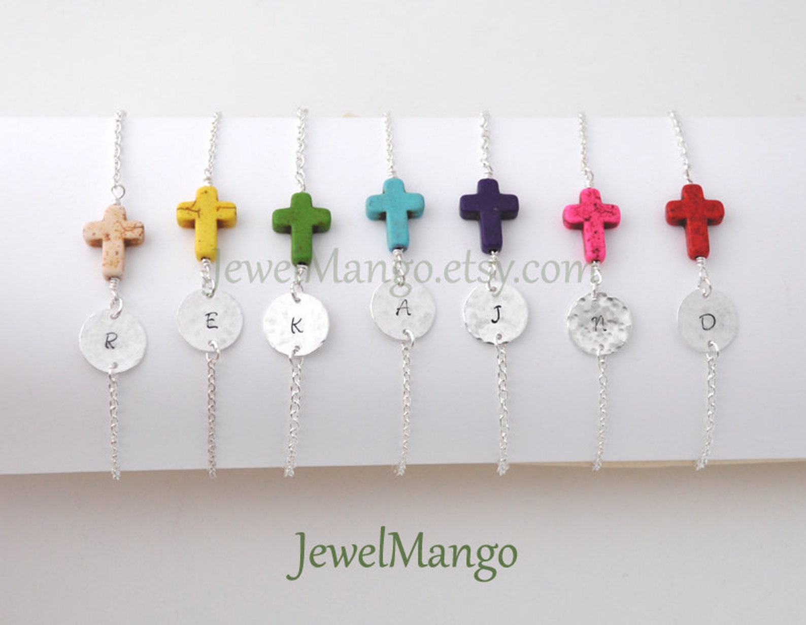 Turquoise Cross Initial Necklace Turquoise Necklace - Etsy