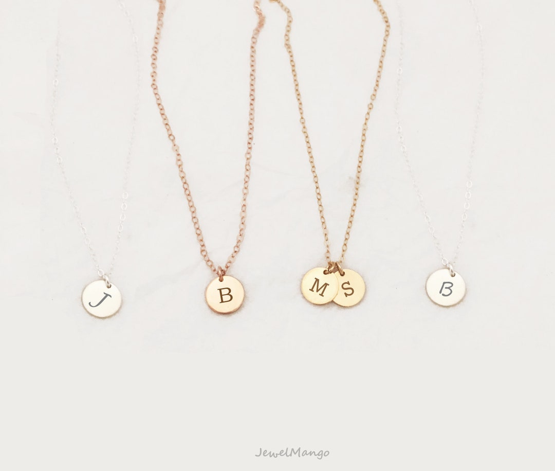 Initial Disc Necklace, Personalized Disc Necklace, Layered Necklace ...