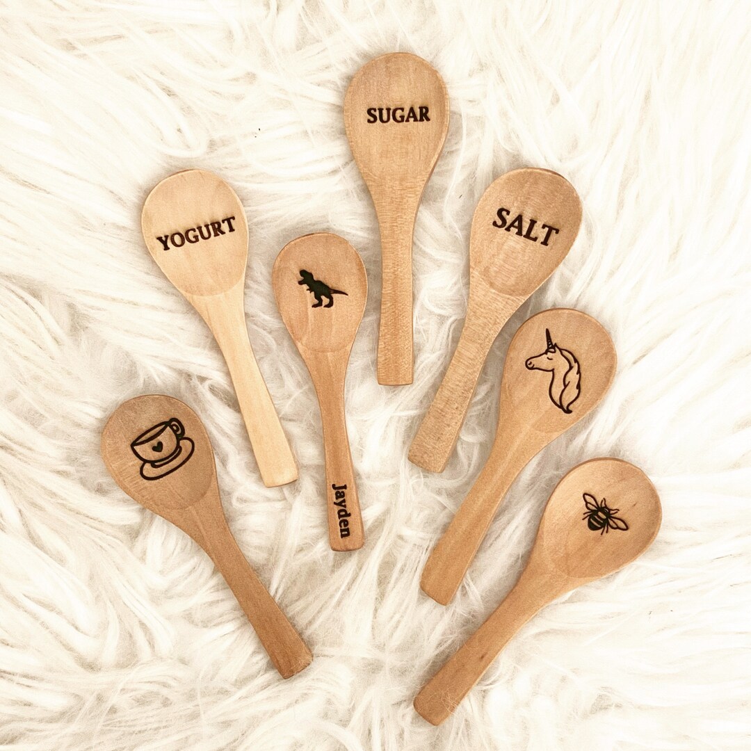 Honey Spoons, Wooden Spoon for Salt, Sugar, Yogurt Spoon, Small Salt ...