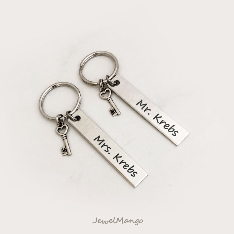 COUPLE Key Chain, Wedding Gifts, Mr. Mrs., Custom Gifts, His and Hers ...
