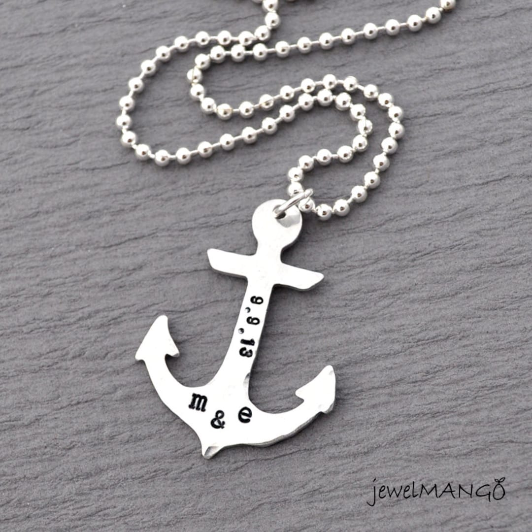 Personalized Anchor Necklace, Keepsake Necklace, Hand Stamping, Special ...