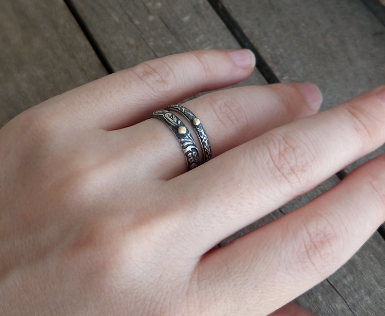 Relic Ring Sterling Silver and 18K Gold Rings Antique Style - Etsy