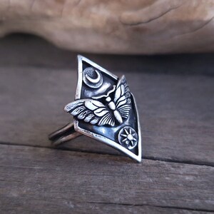 Moth Ring, Night Butterfly Ring, Sun and Moon Ring, Celestial Jewelry ...