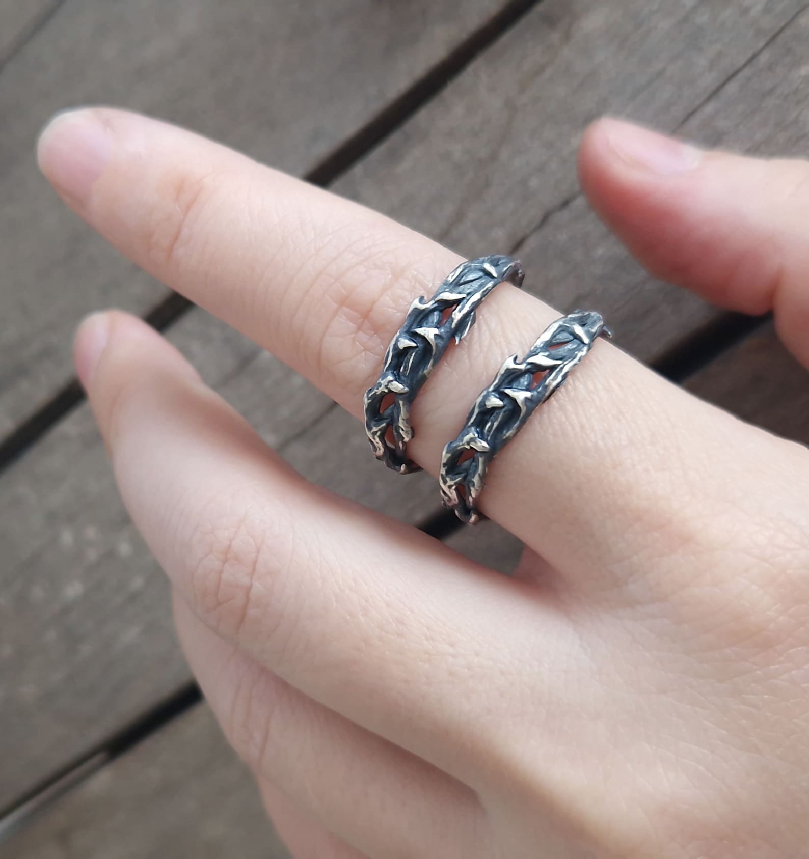 Thorn Ring Sterling Silver Thorn Crown Rings Set Medieval - Etsy