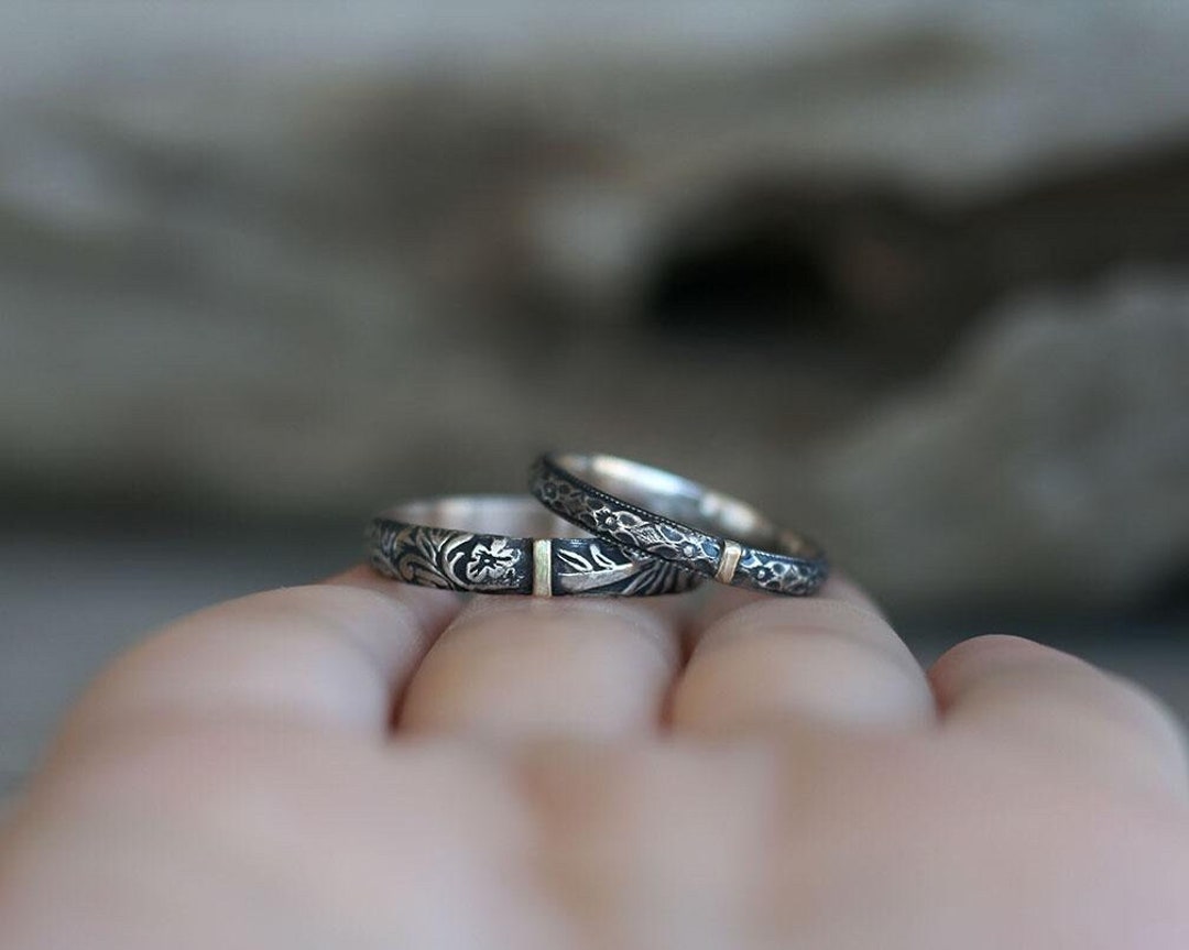 Medieval Wedding Rings, Antique Wedding Rings Set, Sterling Silver and ...