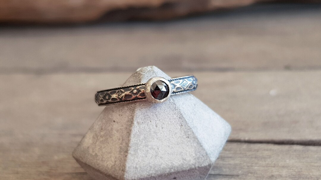 Black Diamond Ring, Medieval Ring, Antique Ring, Unisex 6mm Diamond ...