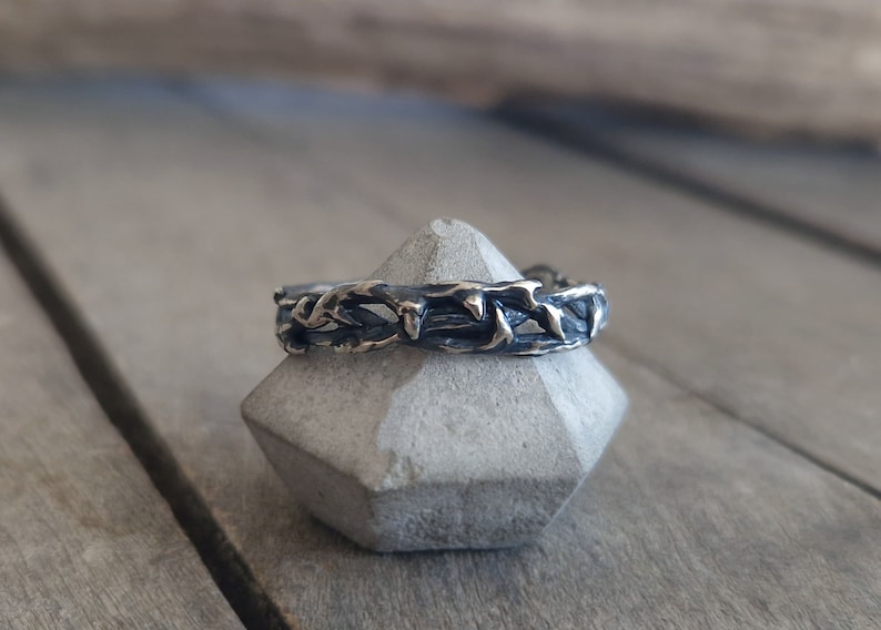 Dark, Black Thorn Ring Set: Tree Branch Forest Ring, Handmade Medieval ...