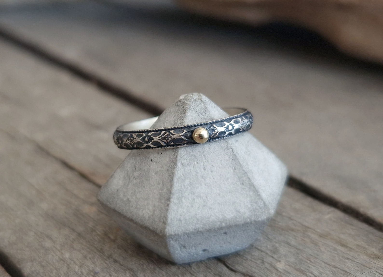 Relic Ring Sterling Silver and 18K Gold Rings Antique Style - Etsy