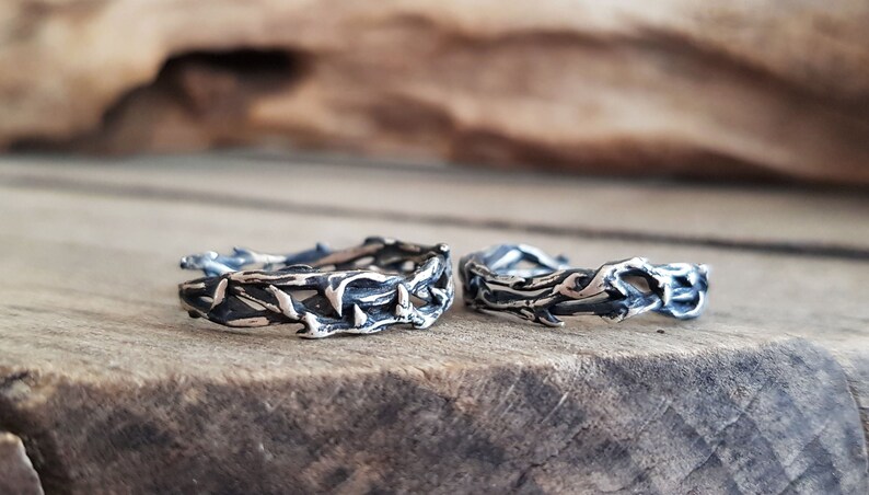Thorn Ring Sterling Silver Thorn Crown Rings Set Medieval - Etsy