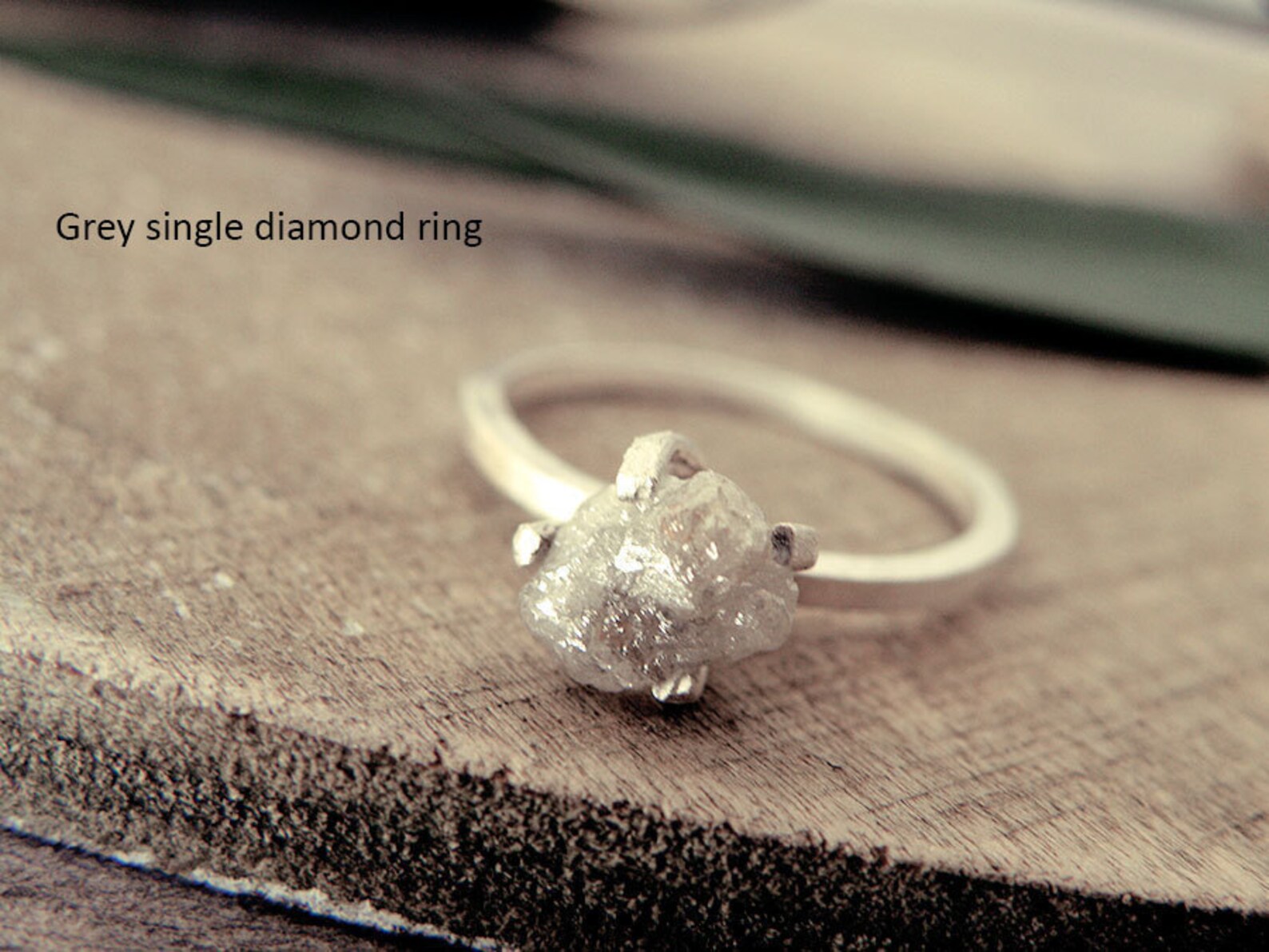 Raw Diamond Ring Blue Diamond Ring Raw Stone Ring Rough - Etsy