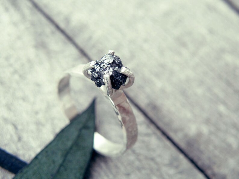 Black Diamond Ring Raw Diamond Ring Raw Stone Engagement | Etsy