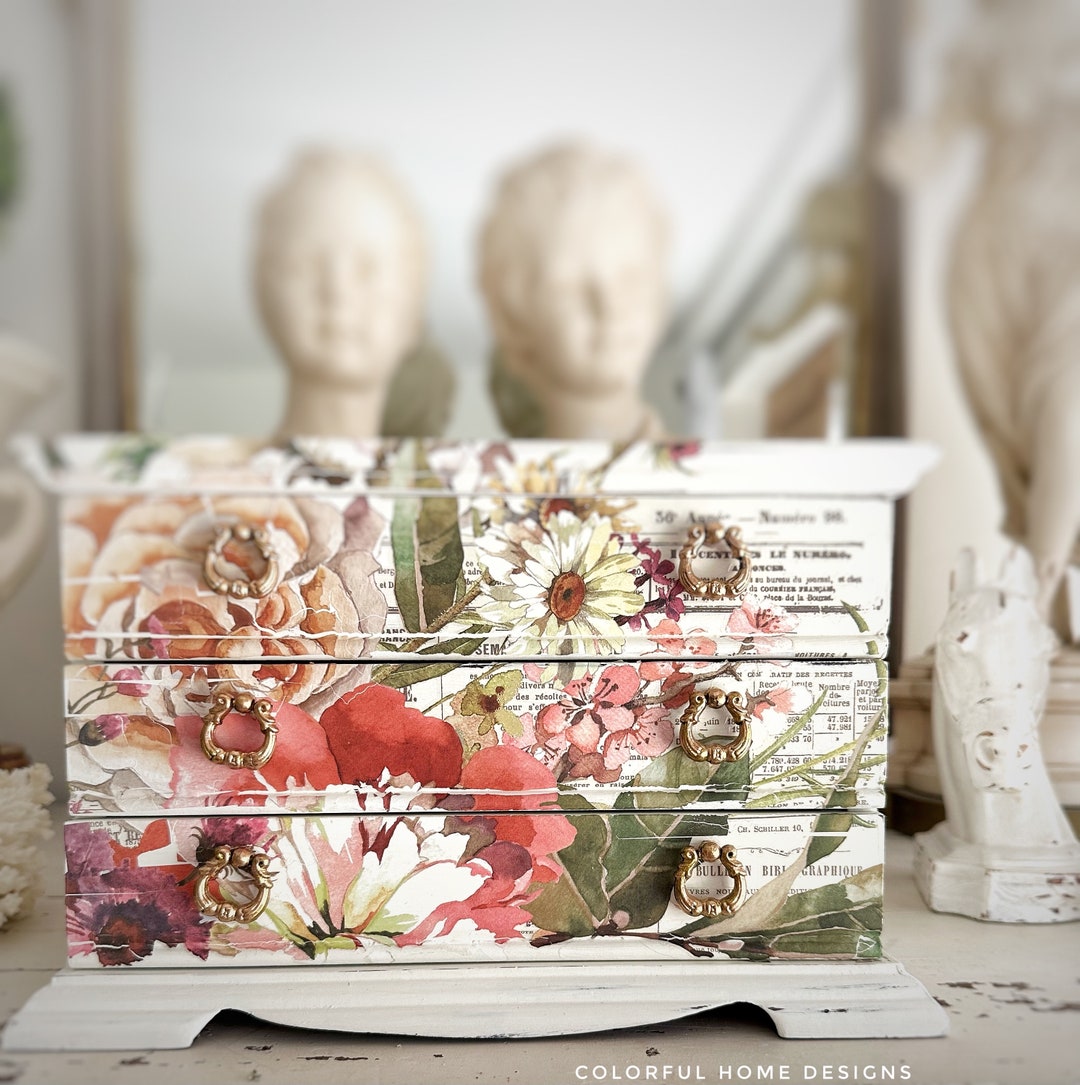 Vintage Jewelry Box, Hand Painted Jewelry Chest, Wood Jewelry Box ...