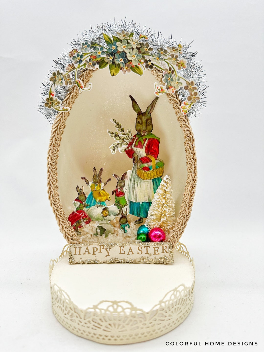 Vintage Style Easter Decor, Panoramic Easter Egg, Easter Diorama, Kitsch Retro Easter Display ...