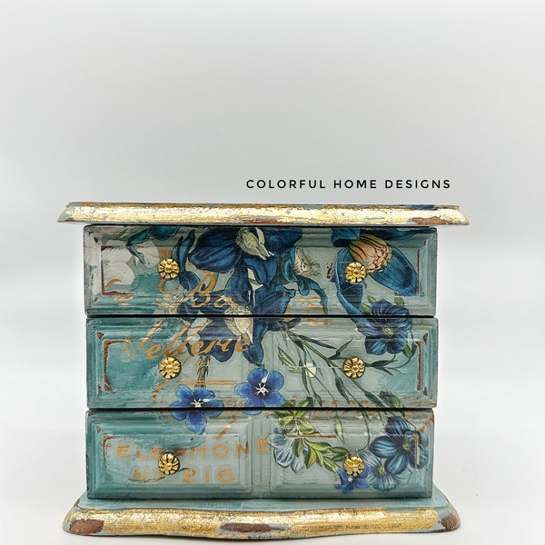 Painted Wood Jewelry Box Vintage - Etsy