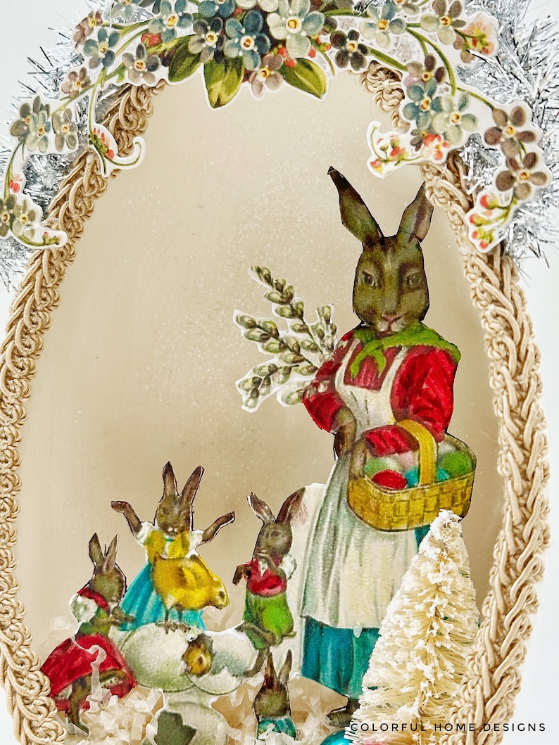 Vintage Style Easter Decor, Panoramic Easter Egg, Easter Diorama, Kitsch Retro Easter Display ...