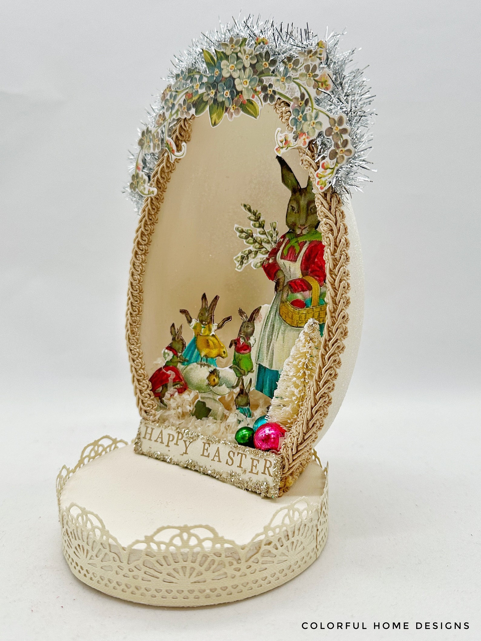 Vintage Style Easter Decor, Panoramic Easter Egg, Easter Diorama, Kitsch Retro Easter Display ...