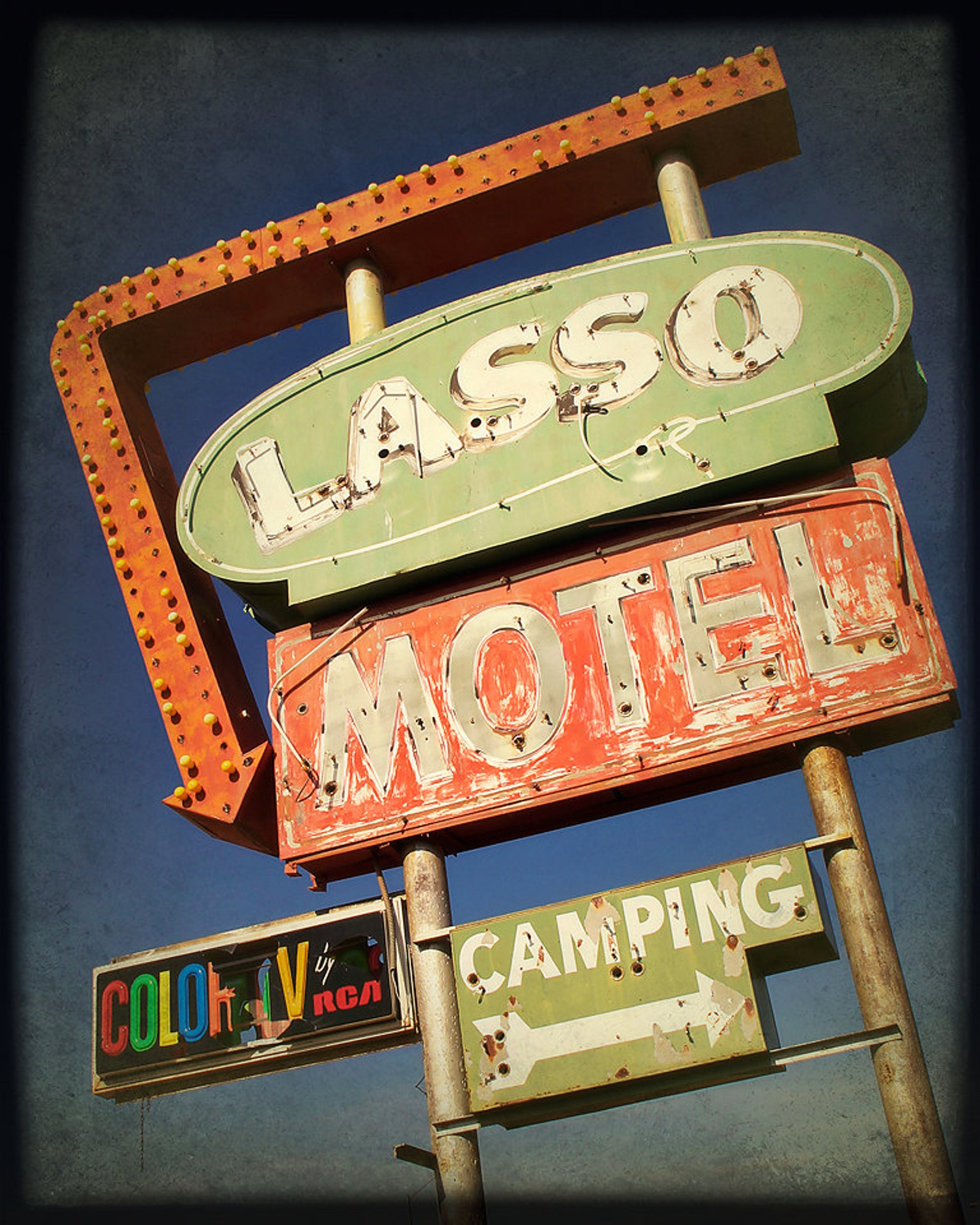 Retro Motel Sign Lasso Motel Route 66 Travel Photograph - Etsy