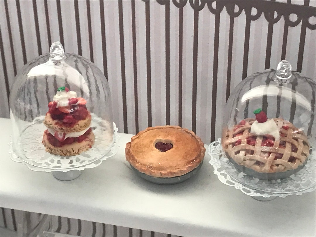 Miniature Cake Stand Metal Filigree With Clear Acrylic Dome Cover for ...