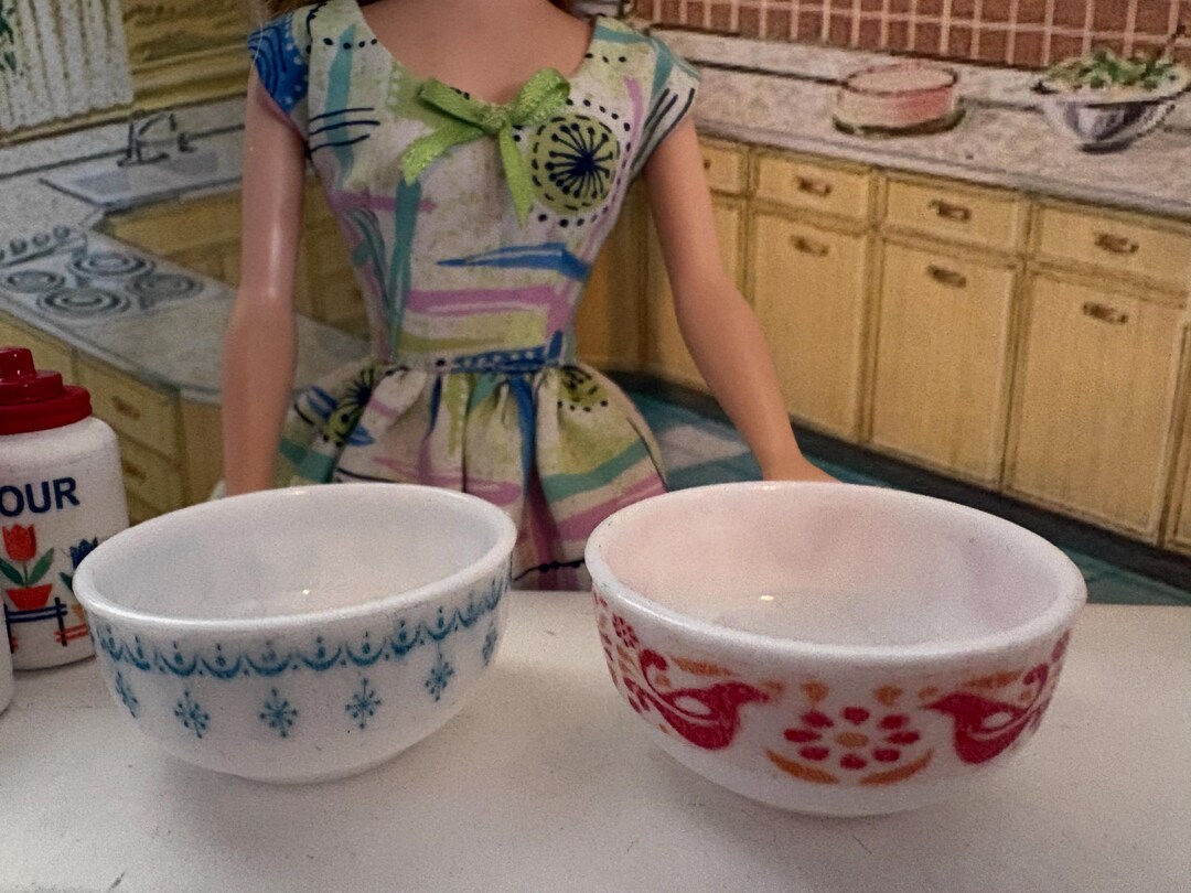 Miniature "pyrex" Vintage Pattern Bowl for Mixing Fashion Doll 1:6 ...