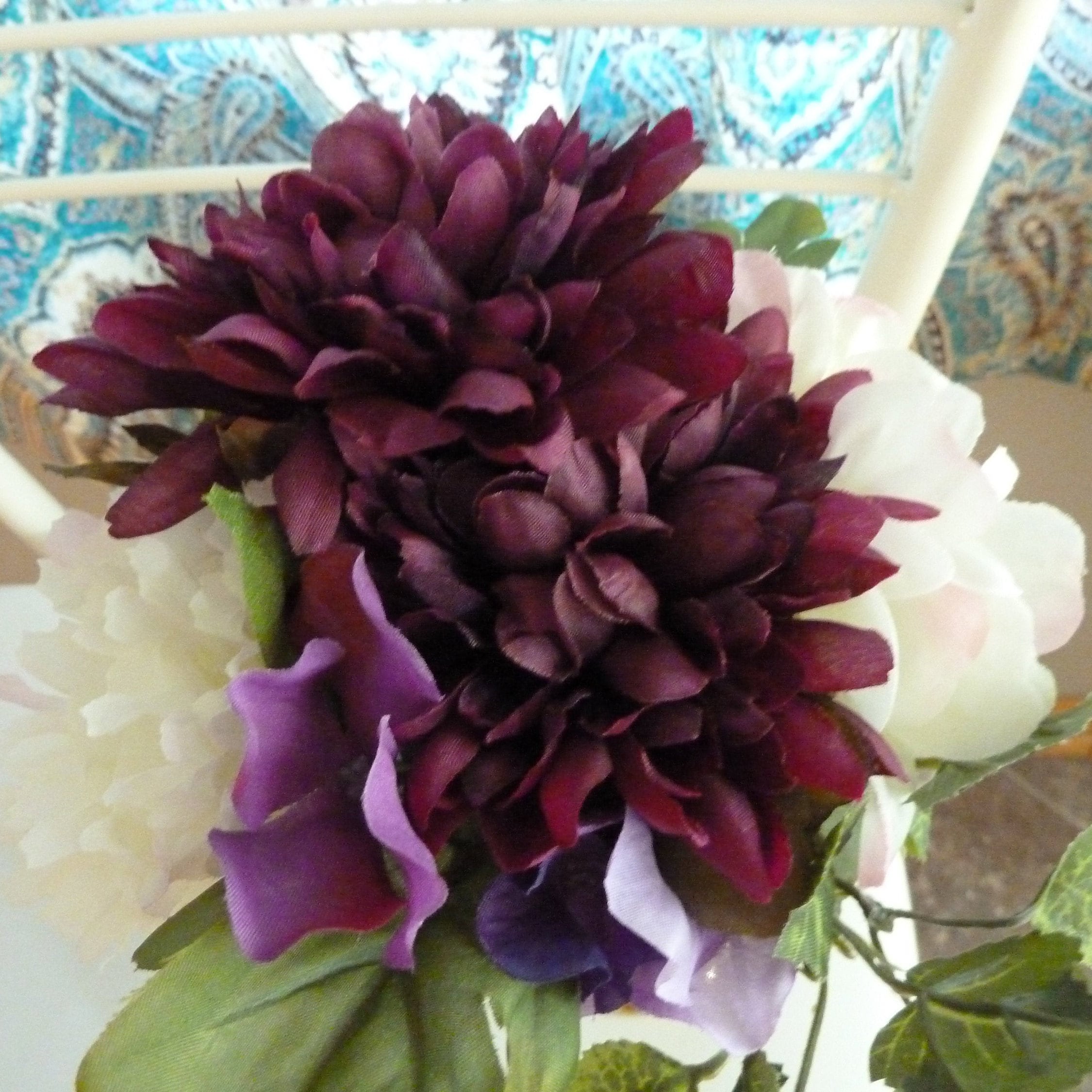 Autum/Fall colors Flower Arrangement in deep Burgundy Purple | Etsy