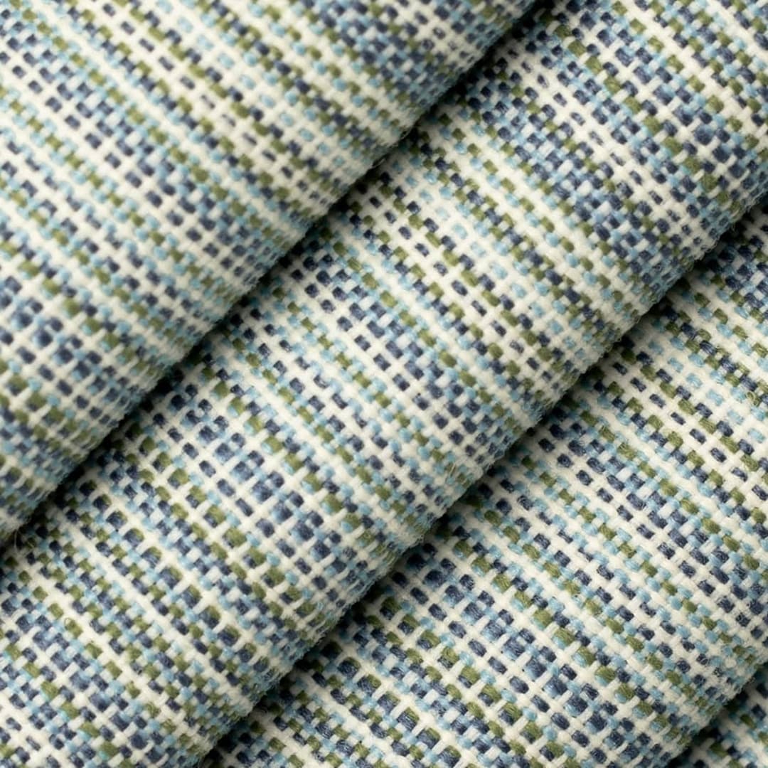 Navy Blue And Olive Green Upholstery Fabric Multicolored Fabric For