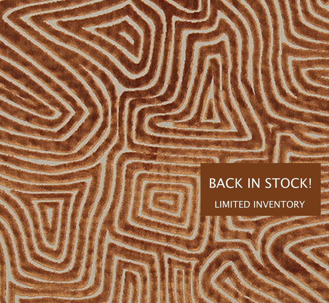 Copper Velvet Upholstery Fabric Abstract Raised Velvet Fabric Copper ...