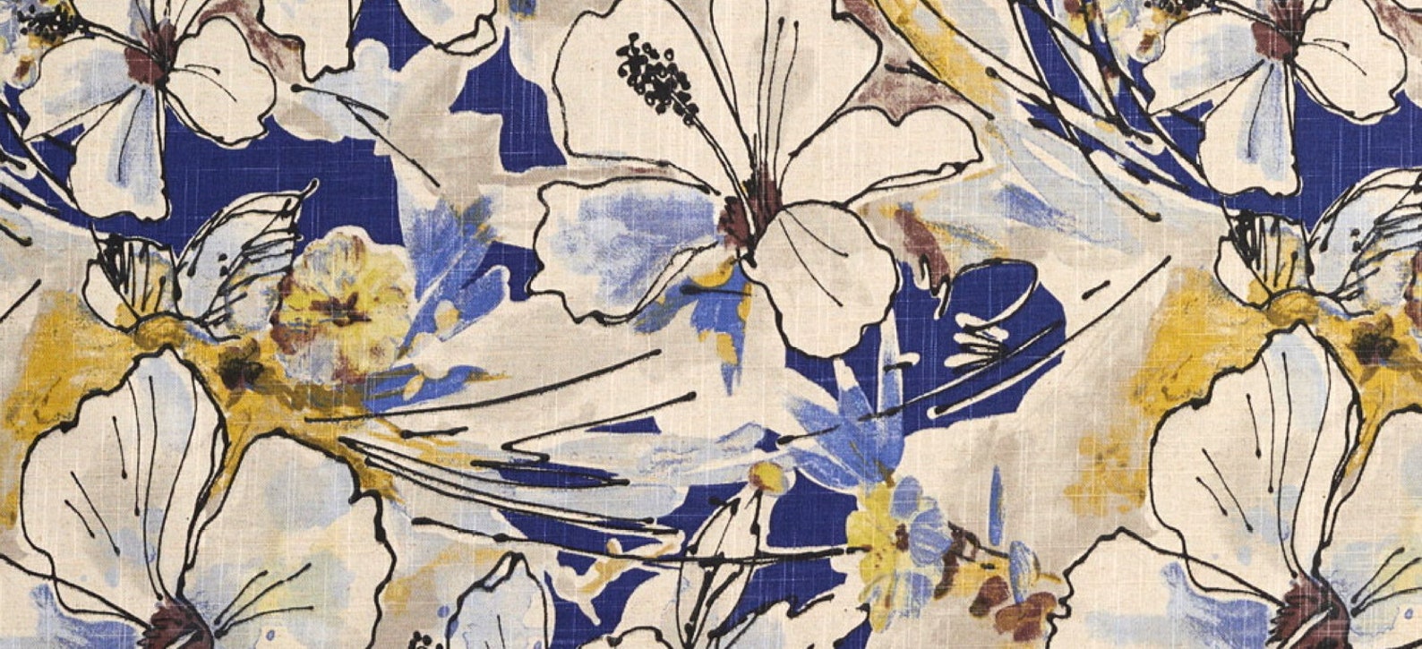 Blue Gold Floral Upholstery Fabric Navy Blue Gold Floral | Etsy