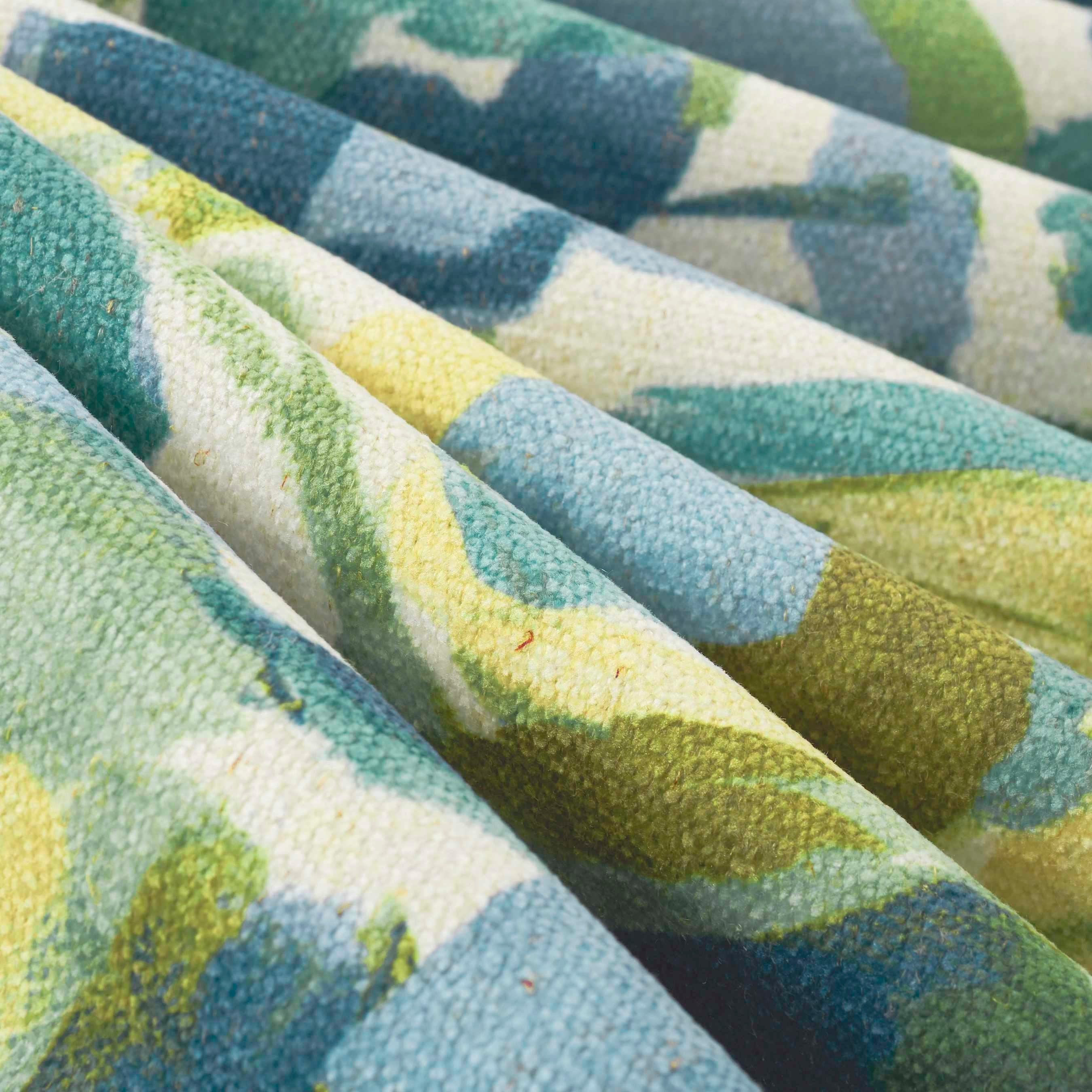 Blue Floral Upholstery Fabric - Blue Yellow Fabric for Furniture ...