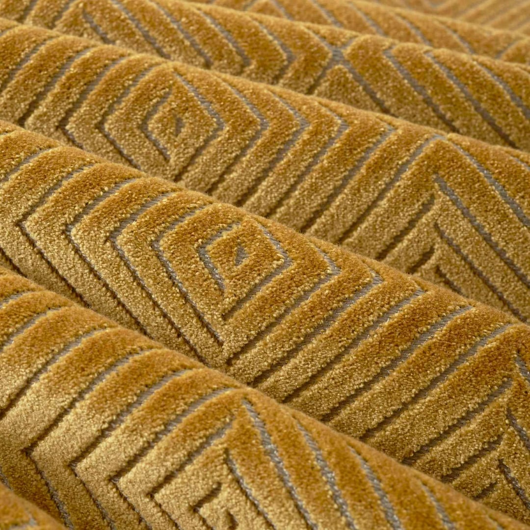 Gold Velvet Upholstery Fabric - Dark Gold Geometric Velvet Fabric ...