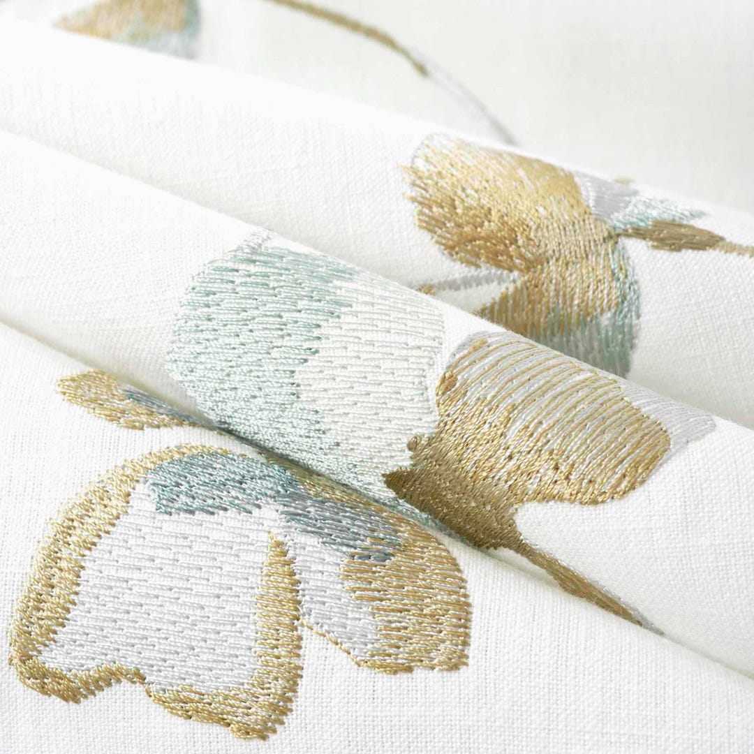 Light Blue Embroidered Fabric - Multicolored Embroidered Curtain and ...