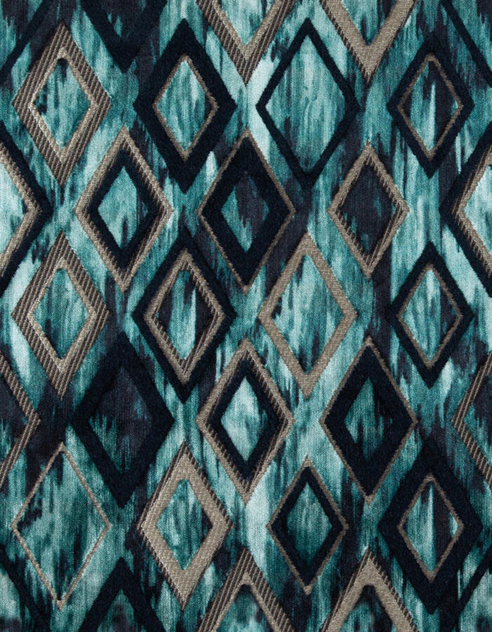Modern Turquoise Velvet Upholstery Fabric Teal Navy Blue - Etsy