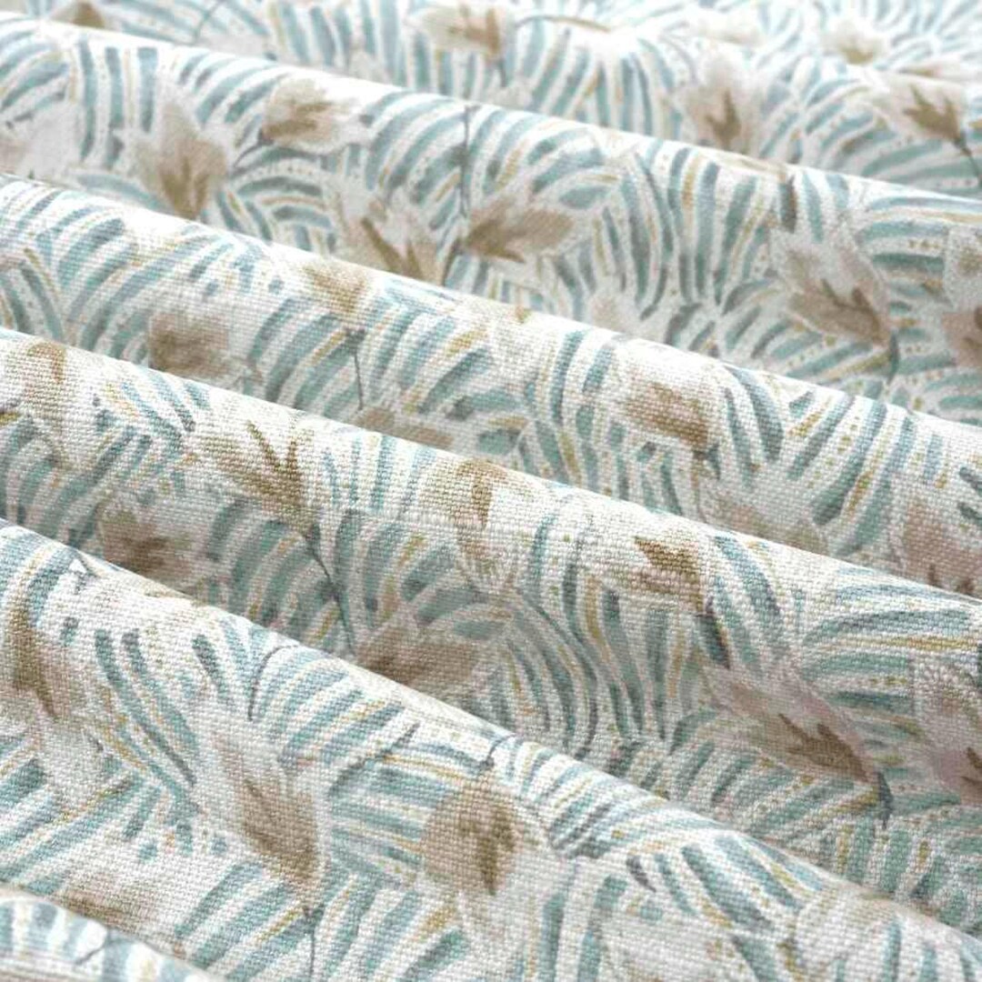 Aqua Blue Upholstery Fabric - Aqua Taupe Fabric With Leaves for ...